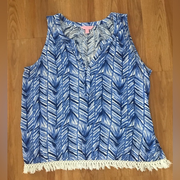 Lilly Pulitzer | Tops | Lily Pulitzer Kipper Fringe Cotton Top | Poshmark